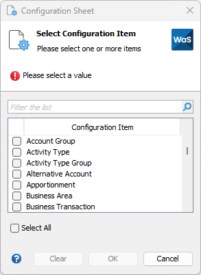 Configuration Sheet – Wands for SAP