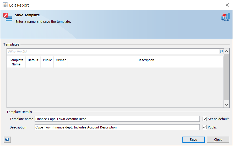 Save Template Layout – Wands for SAP