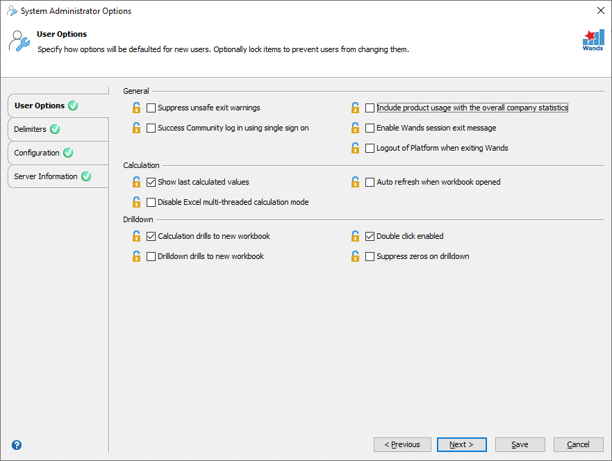 System Administrator User Options – Wands for SAP